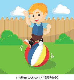 Boy Rolling Ball Stock Illustration 435876610