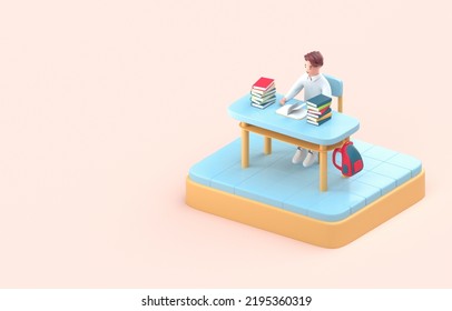 Boy Studying Class 3d Illustration Stock Illustration 2195360319 ...