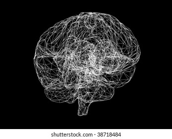 Vektor Stok Negative Brain Drawing Side View Wireframe (Tanpa Royalti ...