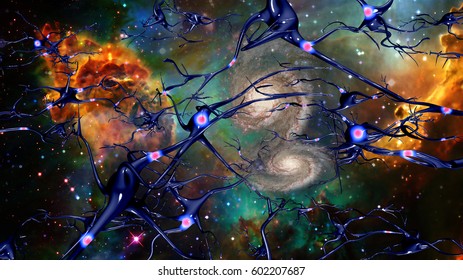 Brain Cells Deep Space 3d Render Stock Illustration 602207687 ...