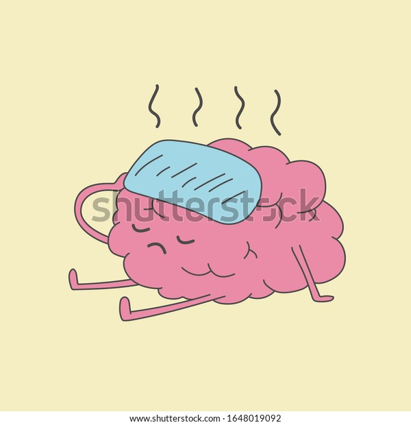 Brain Cooling Compress Illustration Severe Headache Stock Illustration ...