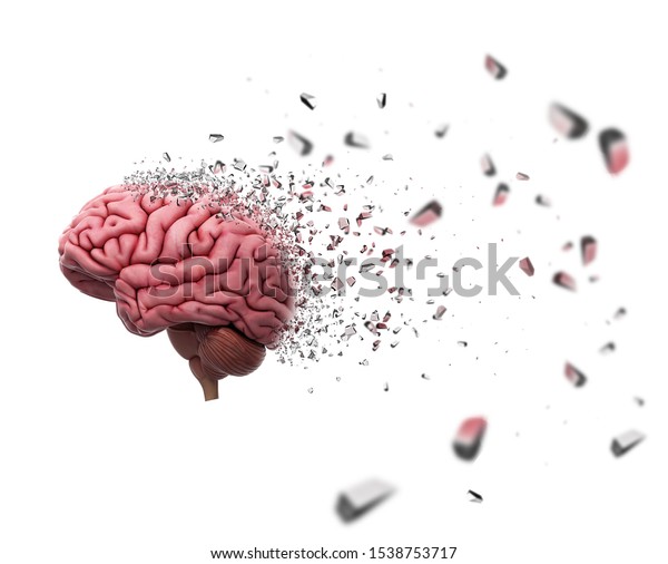 Brain Decomposing Particles Ilustration 3d Render Stock Illustration ...