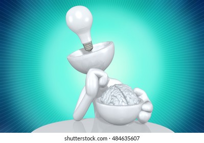 Brain Exposed Character Half His Head Stock Illustration 484635607 ...