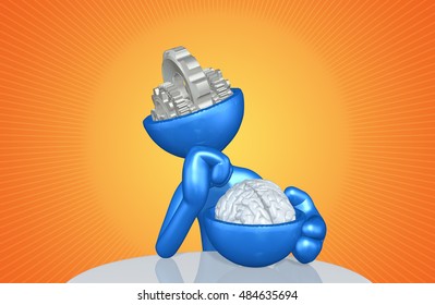 Brain Exposed Character Half His Head Stock Illustration 484635694 ...