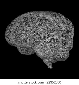 Brain Model Rendered Wire Frame Mode Stock Illustration 22352830 ...