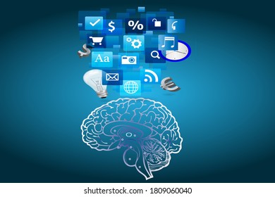 Brain Thinking Concept Social Network Icon Stock Illustration ...