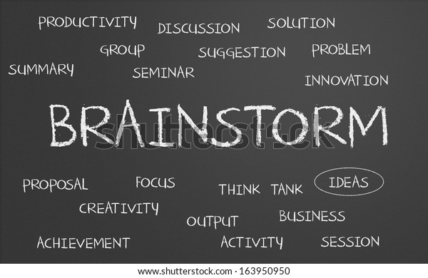 Brainstorm Word Cloud Written On Chalkboard Stock Illustration ...