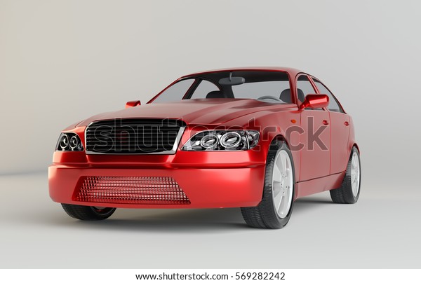 Brandless Generic Red Car Studio Background Stock Illustration ...
