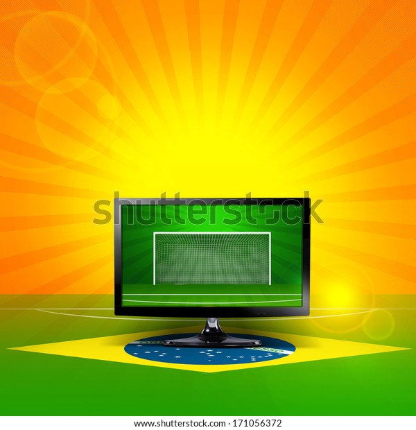 Brazil Flag Screen Sun Background Stock Illustration 171056372 ...