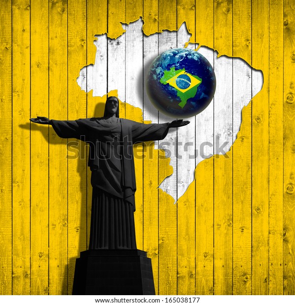 Ilustrasi Stok Brazil Flagmapjesus World Elements This Image 165038177 ...