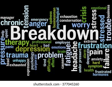 Breakdown Word Cloud Concept On Black Stock Illustration 377045260 ...