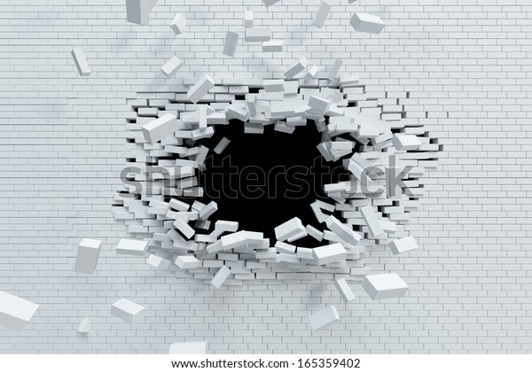 Breaking Brick Wall High Resolution 3d Stock Illustration 165359402 ...