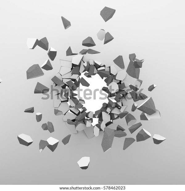 Breaking Through White Wall Background 3d Stock Illustration 578462023 ...
