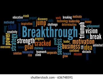 Breakthrough Word Cloud Concept On Black Stock Illustration 636748591 ...