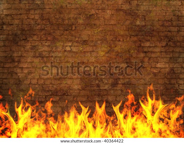 Brick Wall On Fire Stock Illustration 40364422