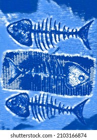 Bright Blue Fish Bones Pattern Design Stock Illustration 2103166874 ...
