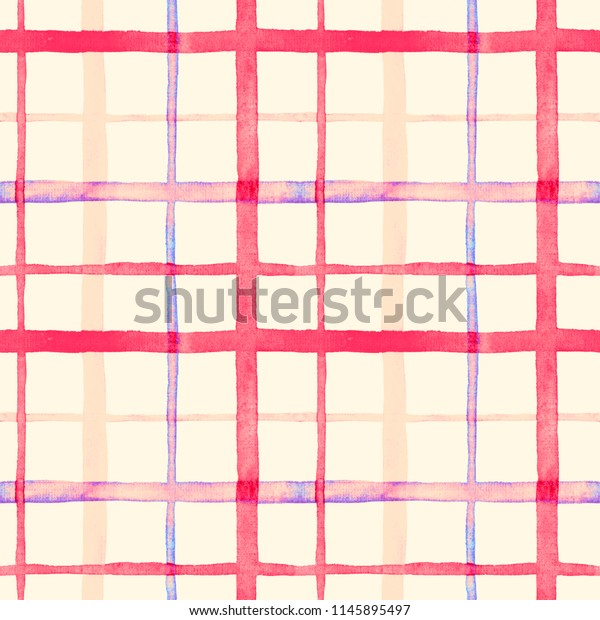 Bright Checkered Watercolor Seamless Pattern Design Stock Illustration ...