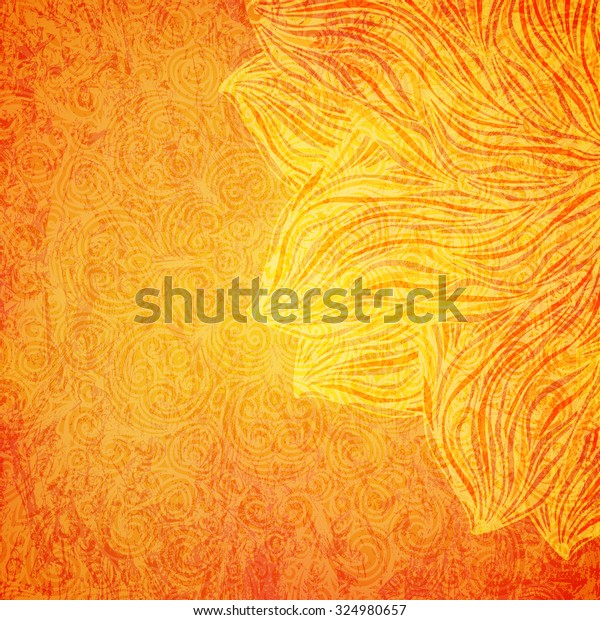 Bright Orange Background Tribal Pattern Illustration Stock Illustration ...