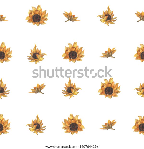 Bright Seamless Pattern Sunflowers Hand Drawn Stock Illustration ...
