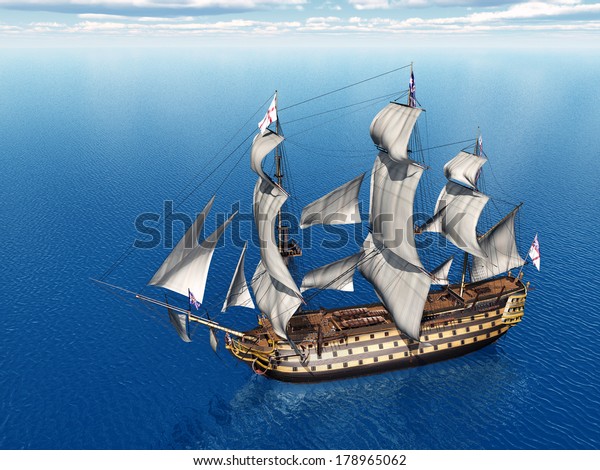 British Flagship Hms Victory Computer Generated Stock Illustration ...