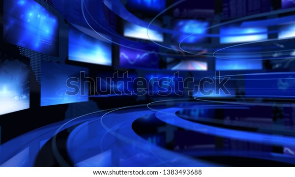 Broadcast Streaming 3d Rendering Stock Illustration 1383493688