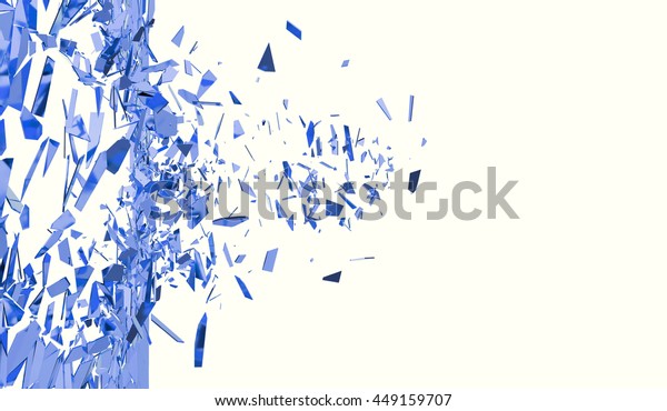 Broken Blue Wall Isolated On White Stock Illustration 449159707 ...