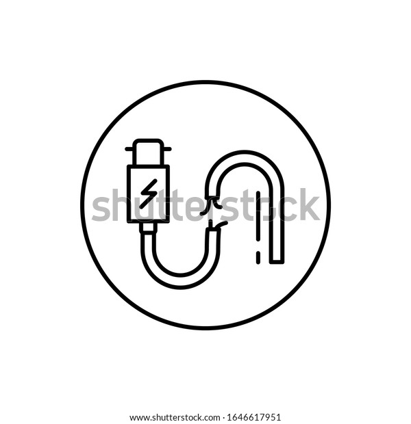 Broken Cable Connector Icon Simple Line Stock Illustration 1646617951 ...