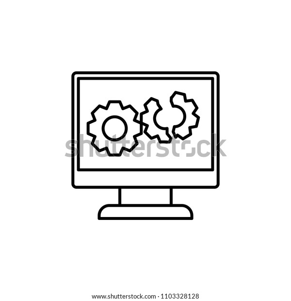 Broken Computer System Line Icon Element Stock Illustration 1103328128 ...