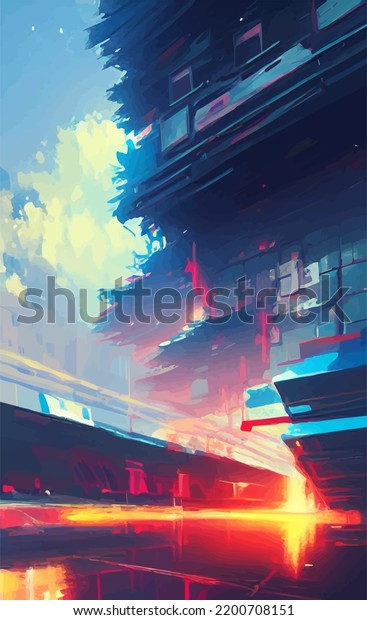 Broken Down Futuristic Looking Building Wallpaper Stock Illustration ...