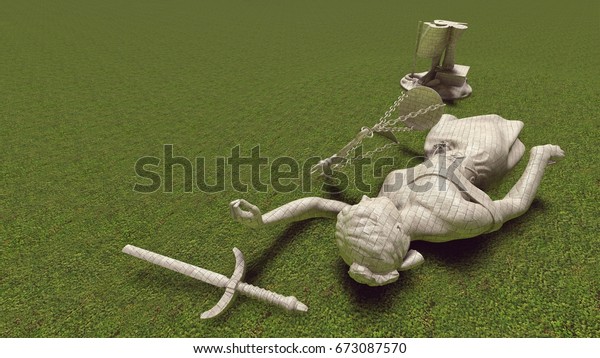 Broken Lady Justice 3d Rendering Stock Illustration 673087570