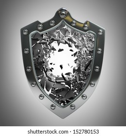 Broken Security Shield Crack High Resolution Stock Illustration 152787947