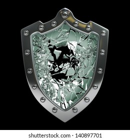 Broken Security Shield Crack Isolated On Stock Illustration 140897701 ...