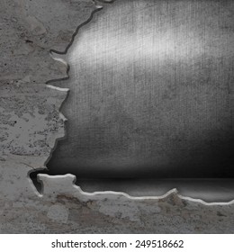Chipped Metal Plating On Scratched Wall Stock Illustration 136319792