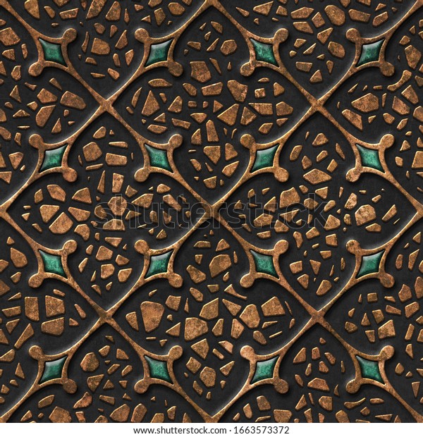 Bronze Seamless Texture Carving Square Pattern Stock Illustration ...