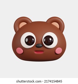 Brown Bear Face Front View Isolated Stock Illustration 2174154845 ...