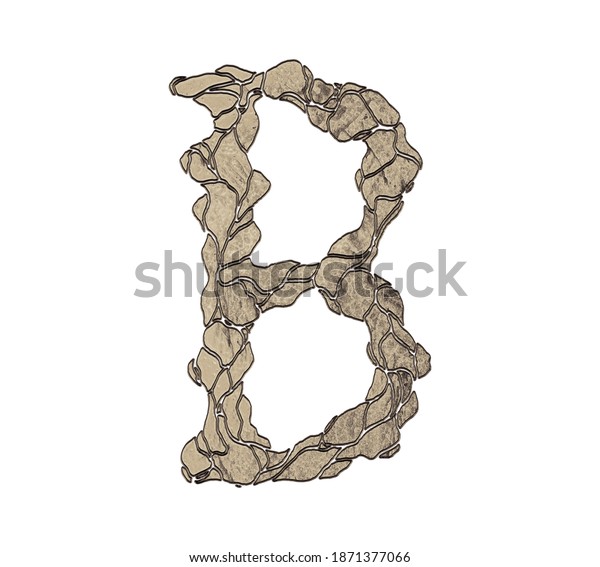 Brown Devided Stone Uppercase Letter Isolated Stock Illustration ...