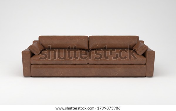 Brown Leather Sofa Front View Furniture Stock Illustration 1799873986 ...