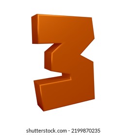 Brown Number 3 3d Render Isolated Stock Illustration 2199870235 ...