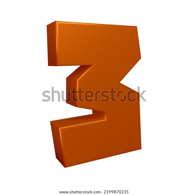 Brown Number 3 3d Render Isolated Stock Illustration 2199870235 ...