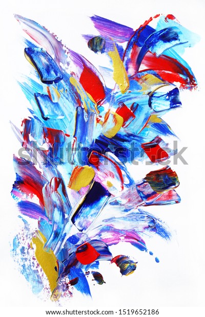 Brush Strokes Abstract Composition Hand Painted Stok İllüstrasyon ...