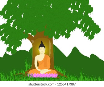 Buddha Under Tree Stock Illustration 1255417387 | Shutterstock