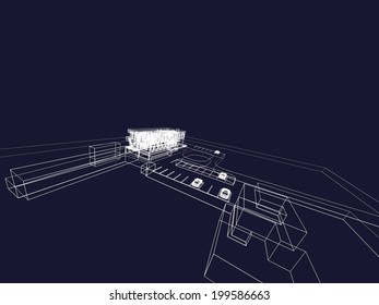 Wireframe 3d Render Military Drone Uav Stock Illustration 585565679
