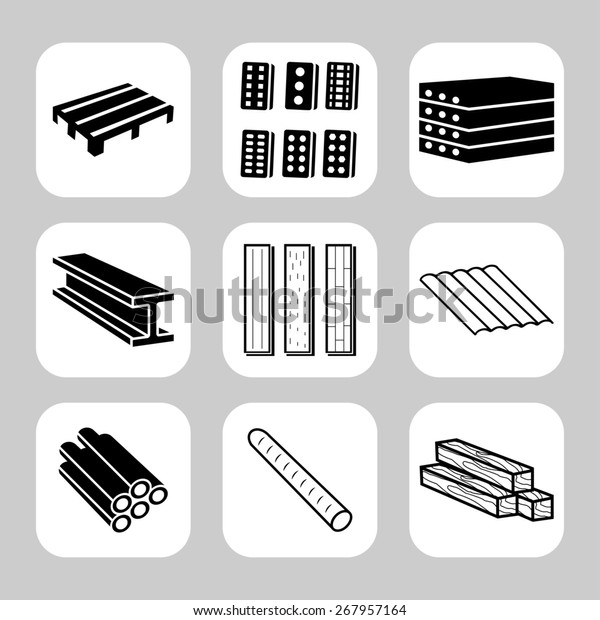 Building Construction Materials Icon Set Stock Illustration 267957164 ...