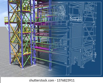 Building Information Model Metal Structure Design Stock Illustration ...