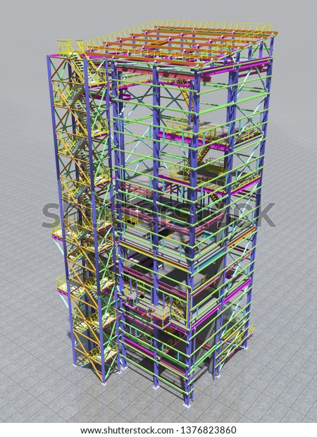 Building Information Model Metal Structure Design Stock Illustration ...