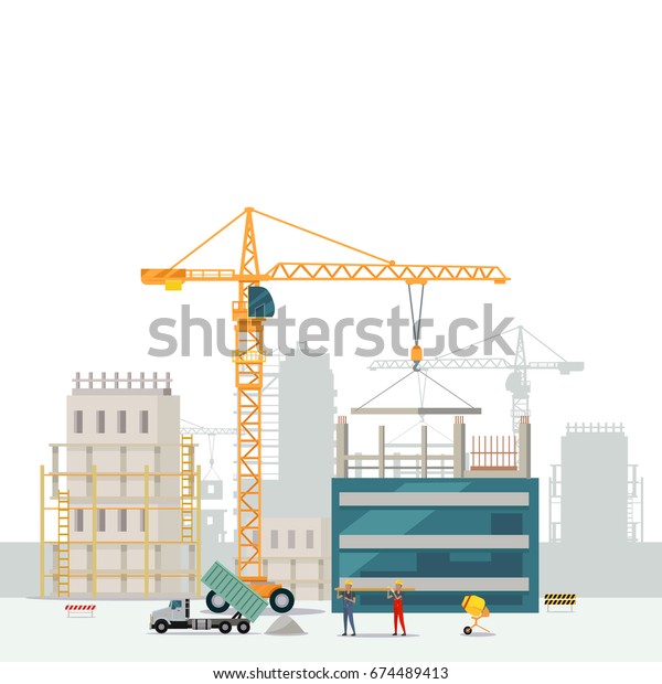 Building Process Web Construction Site Cartoon 스톡 일러스트 674489413 ...