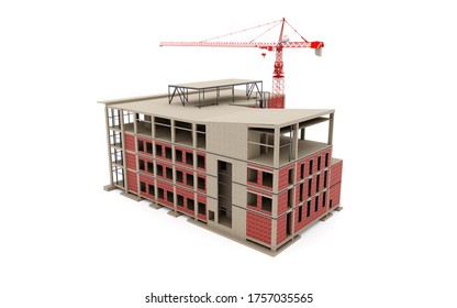Building Under Construction 3d Model Construction Stock Illustration ...