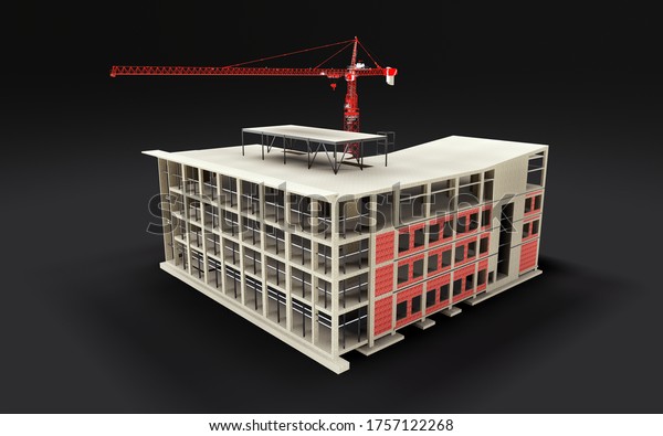 Building Under Construction 3d Model Construction: ภาพประกอบสต็อก 1757122268 | Shutterstock