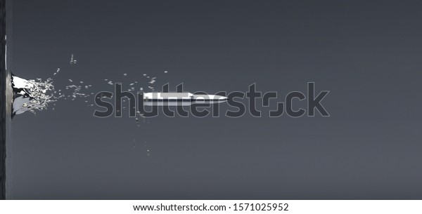 Bullet Shell Flies Through Splash 3d Stock Illustration 1571025952 ...