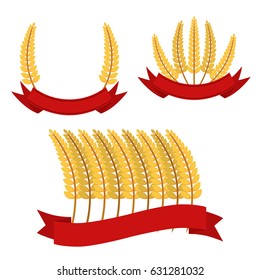 Bunches Wheat Ribbons Frames Flat Style Stock Illustration 631281032 ...